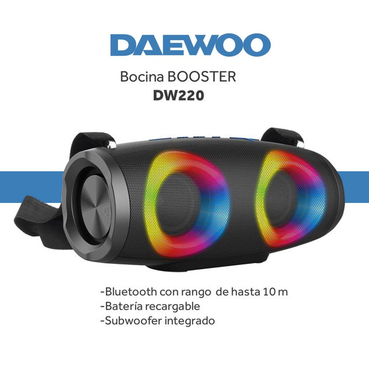 Bocina Bluetooth Con Subwoofer Daewoo Booster Led Fm Usb Tf ...