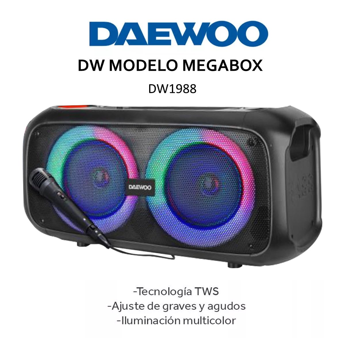 Bocina Bluetooth Daewoo Megabox Con Micrófono Dw1988 Tws - Selectsound ...